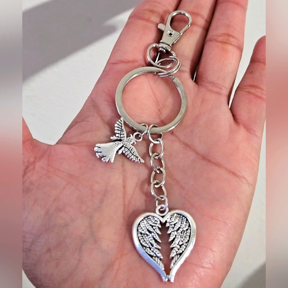 boutique1 | Jewelry | Guardian Angel Wings Keychain Y2k Heart Shaped ...